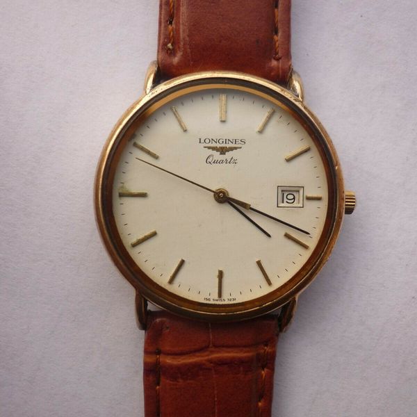 Longines 7231 156 Quartz Gold Plated Date Men's Watch Swiss Made ...