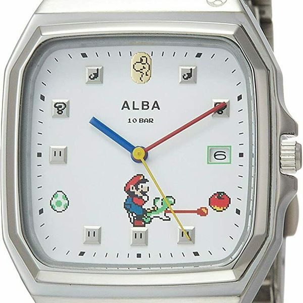 Seiko Alba Super Mario World Yoshi Men's Watch Quartz Silver ACCK425 ...