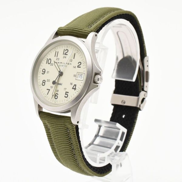 [Near MINT] Hamilton Khaki 9445B 34mm Cream Dial Day Quartz Men's Watch ...