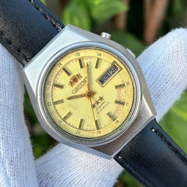 Vintage Orient Automatic deep cream Patina Dial Japan Men Watch ...