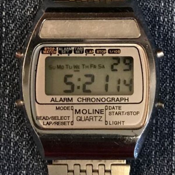 Timex Moline Quartz Alarm Chronograph Digital Watch (EUC) WORKS! VERY ...