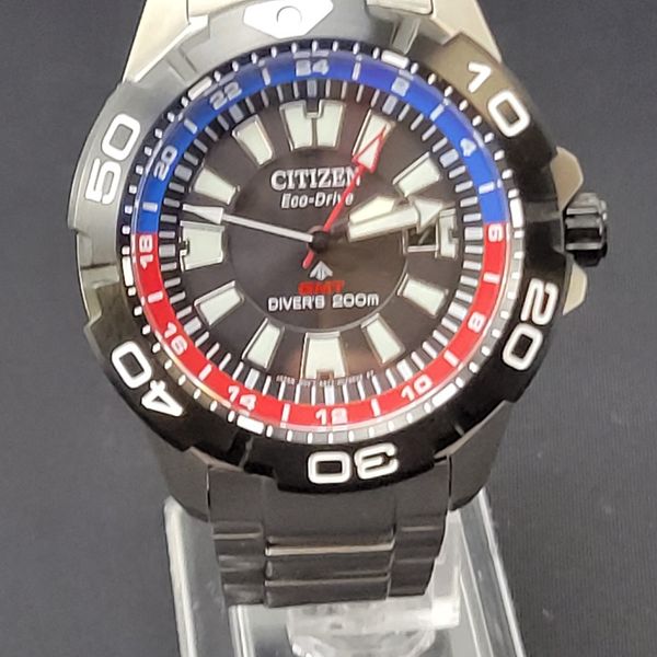Citizen Eco-drive Promaster GMT SS Pepsi Bezel Diver Watch Bj7128-59e ...