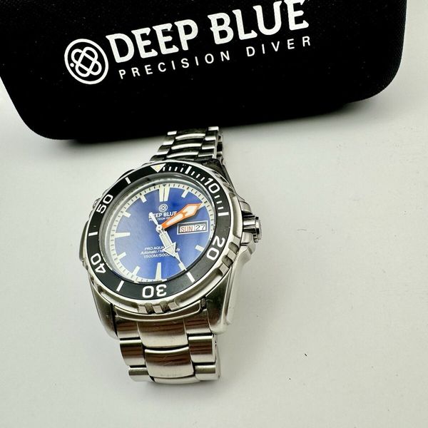 DEEP BLUE Pro Aqua Divers WATCH Automatic w/Case & Manual 1500m GREAT ...