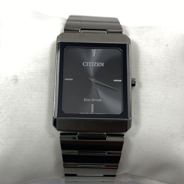 Citizen Stiletto Eco-Drive Black Dial Stainless Steel Men's Watch ...