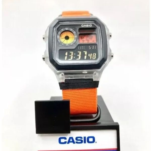Casio AE1200 Negative Mod Clear Transparent Orange NATO | WatchCharts ...