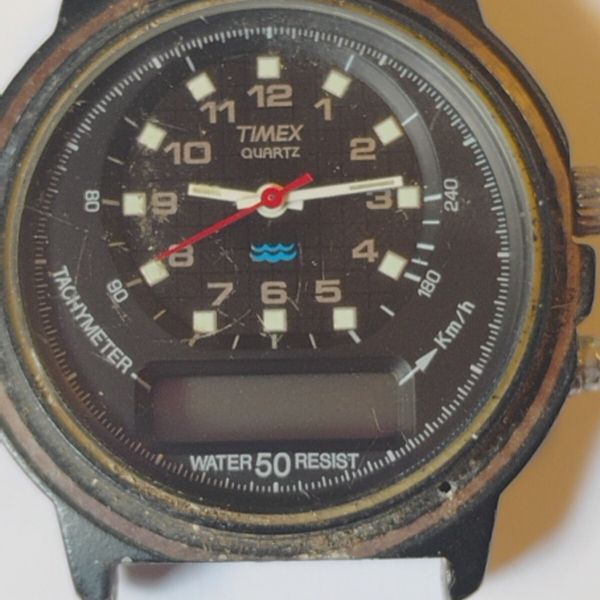 Vintage Timex Tachymeter L Cell Digital Analog Chronograph Diver Watch ...