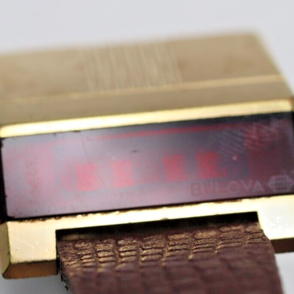 Bulova LED Computron Quartz Mens Drivers Watch Gold Tone 1976 Working ...