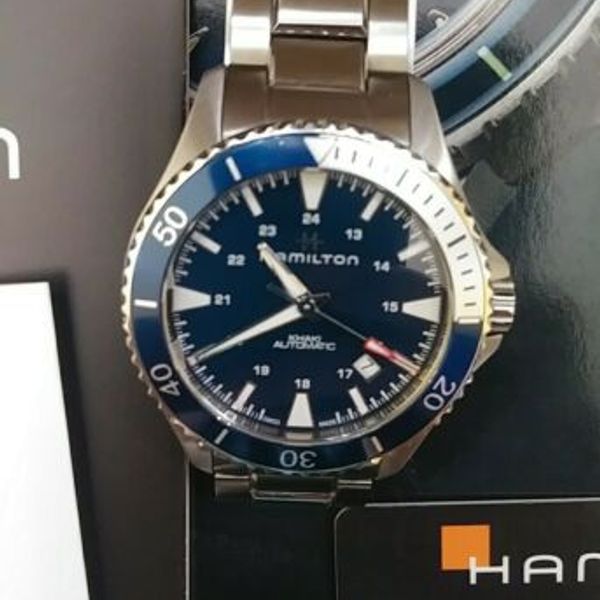 Hamilton Khaki Navy Scuba Mens 41mm Steel Automatic Blue Divers Watch ...