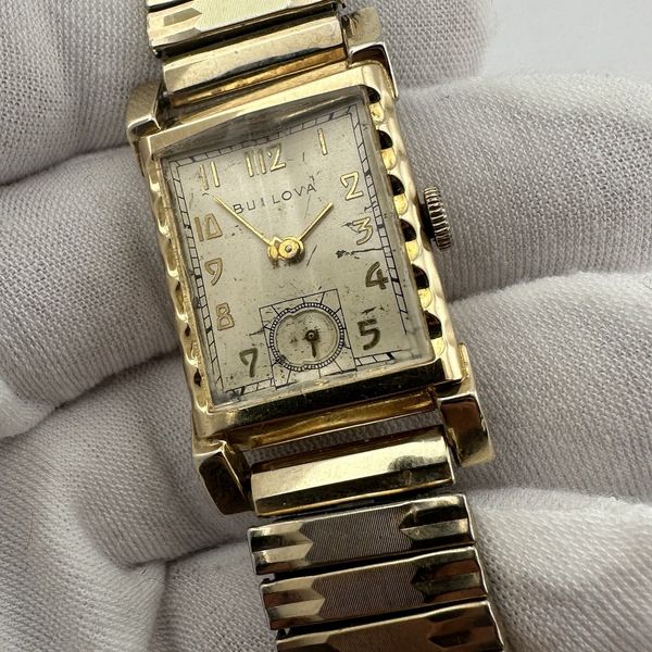 Vintage BULOVA 10K Gold Filled Tank Watch. 21 Jewels 7AK SWISS Art Deco ...