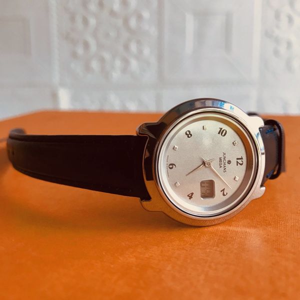 Junghans ????% Authentic Mega Dial with navy strap Leather ...