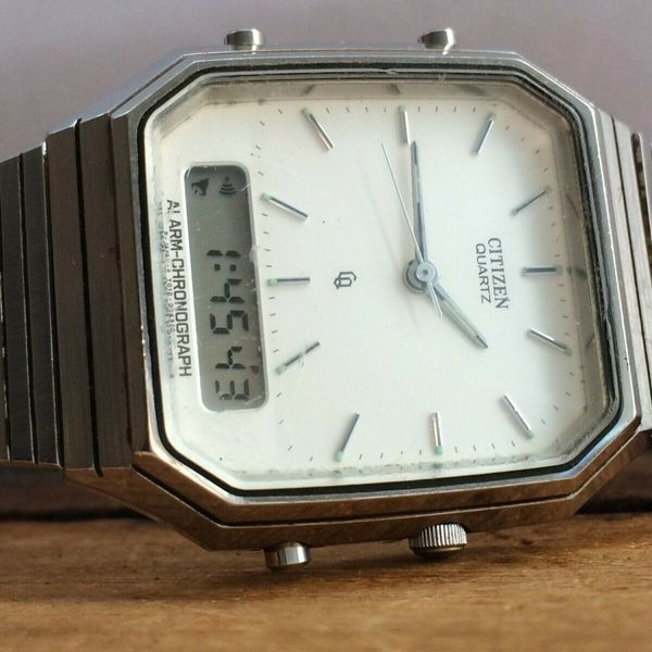 AUTHENTIC Nice Vintage Gents CITIZEN QUARTZ CQ CHRONO.Cal.T010,1j Digi ...