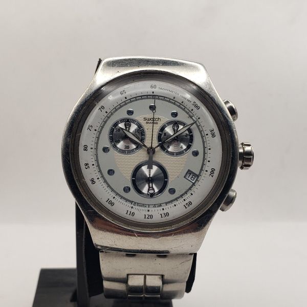 Swatch Swiss Irony V8 Quartz Panda Face Tachymeter Chronograph Men's Watch 47MM | WatchCharts ...