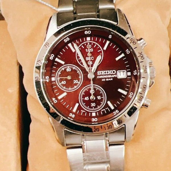 -New- SEIKO SPIRIT SBTQ045 Chronograph Men's Watch Dial Color Red ...