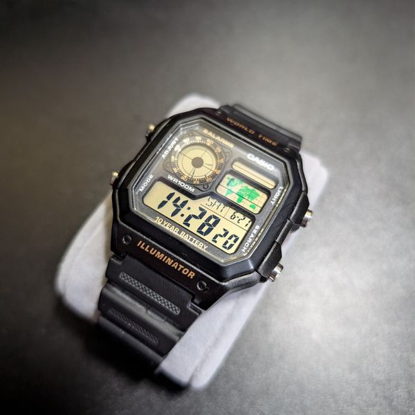 Casio AE-1200WH-1B AE-1200WH AE-1200 Men World Time Quartz Digital ...