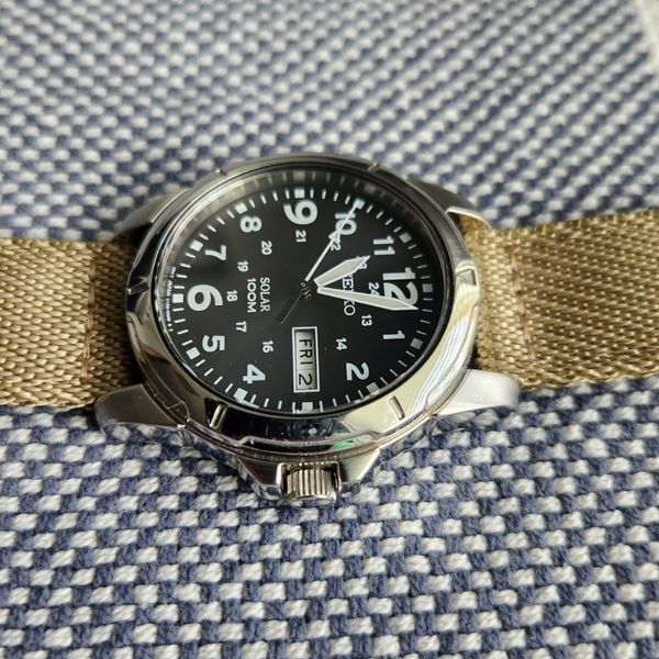 Rare Seiko Solar Field/Pilot Watch, Day/Date, 100m, Great lume ...