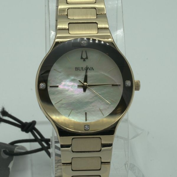 Bulova 97R102 Ladies Diamond Accent Gold Tone Stainless Steel Watch w ...