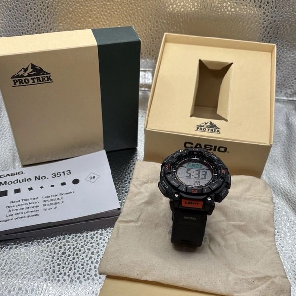 New CASIO PRO TREK PRG-340-1JF Black Tough Solar Compass Outdoor ...
