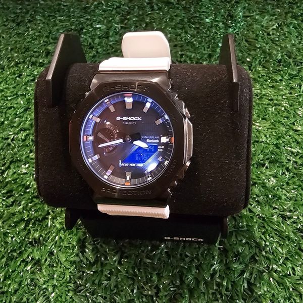 Casio G-Shock Metal Covered White Bluetooth Solar Watch GBM-2100B-7AER ...
