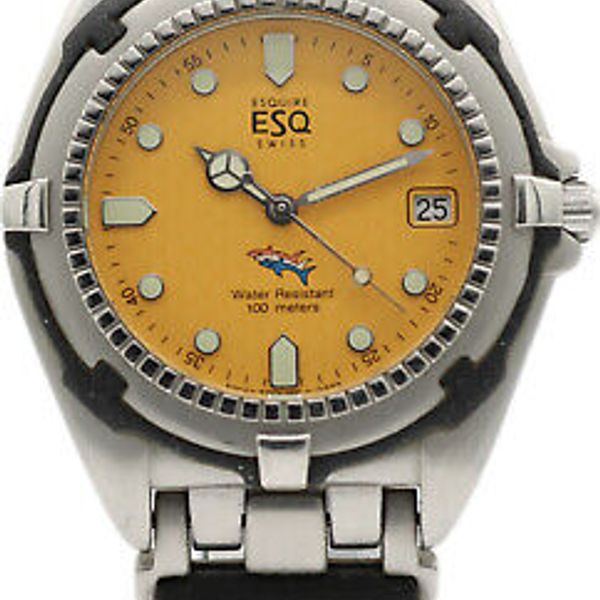 Vintage Esq by Movado Diver Style Men's Quartz Wristwatch Steel w ...