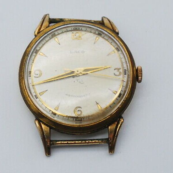 Vintage Laco Antimagnetic Wristwatch, Walz Double 20 Mikron Gold Plated ...