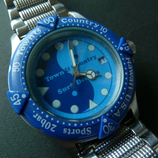 ++TOWN AND COUNTRY SURF DESIGNS DIVE WATCH BY ORIENT 10 BAR. WORKING++ ...