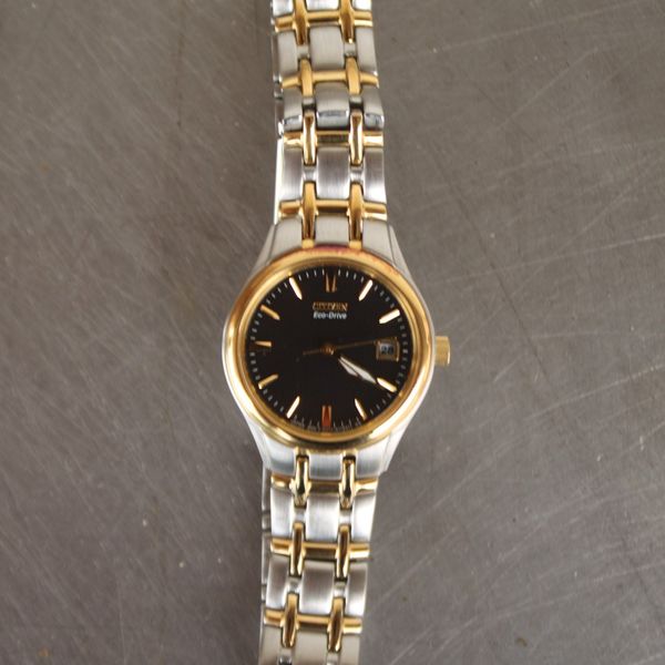 Citizen E011-S049571 Eco-Drive Black Dial Two Tone Day Date Ladies ...