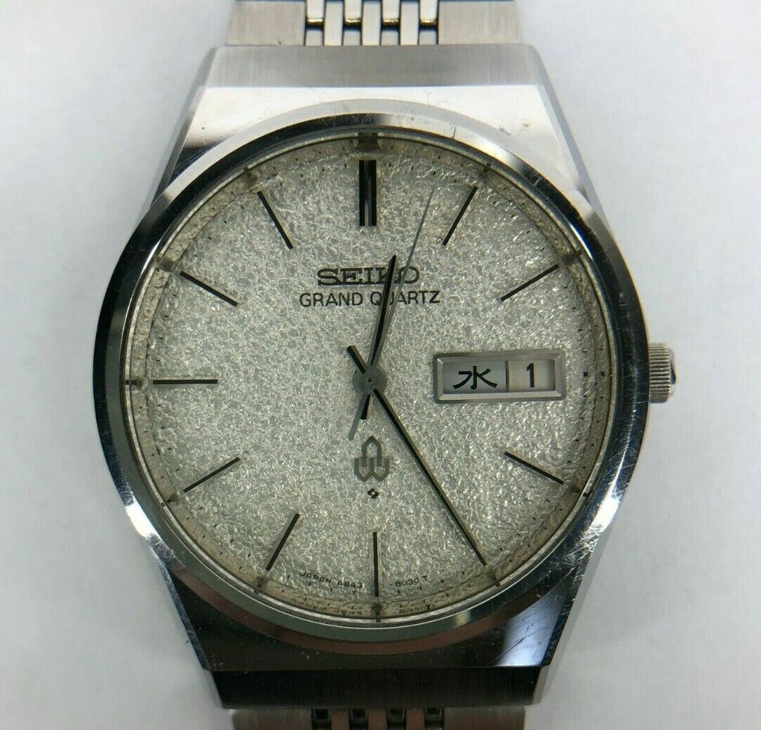 [w506] SEIKO GRAND QUARTZ 4843-8050 New battery Vintage Working EX ...