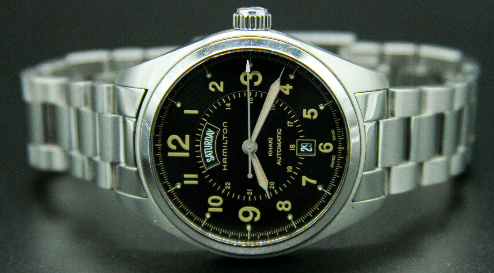 Hamilton Khaki Field Day Date Black Dial Automatic Men's Watch ...