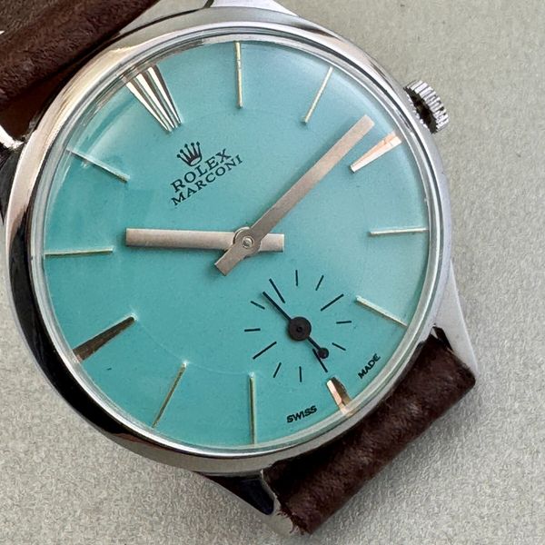 VINT Rolex Marconi turquoise dial swiss wind up ca 56 NO RESERVE PRICE ...