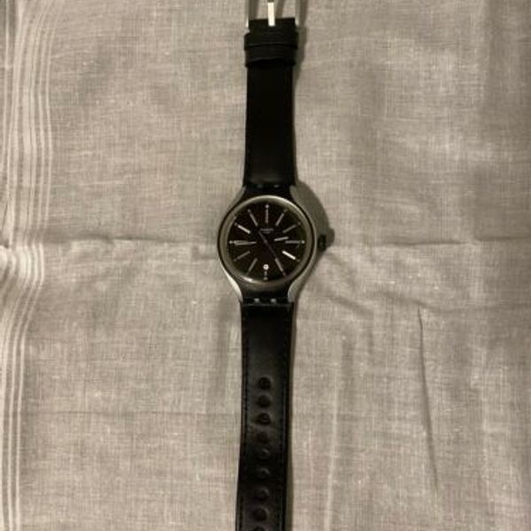 Swatch Black Leather Stainless Steel Swiss Made Watch | WatchCharts