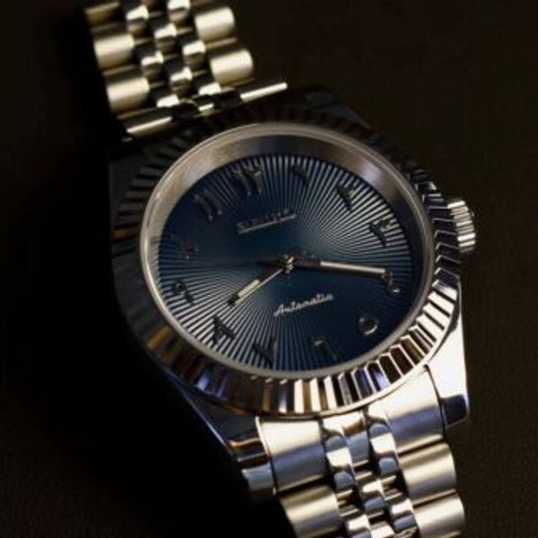 40mm Blue Arabic Dial Seiko Mod NH35 Automatic Clear Case Back ...