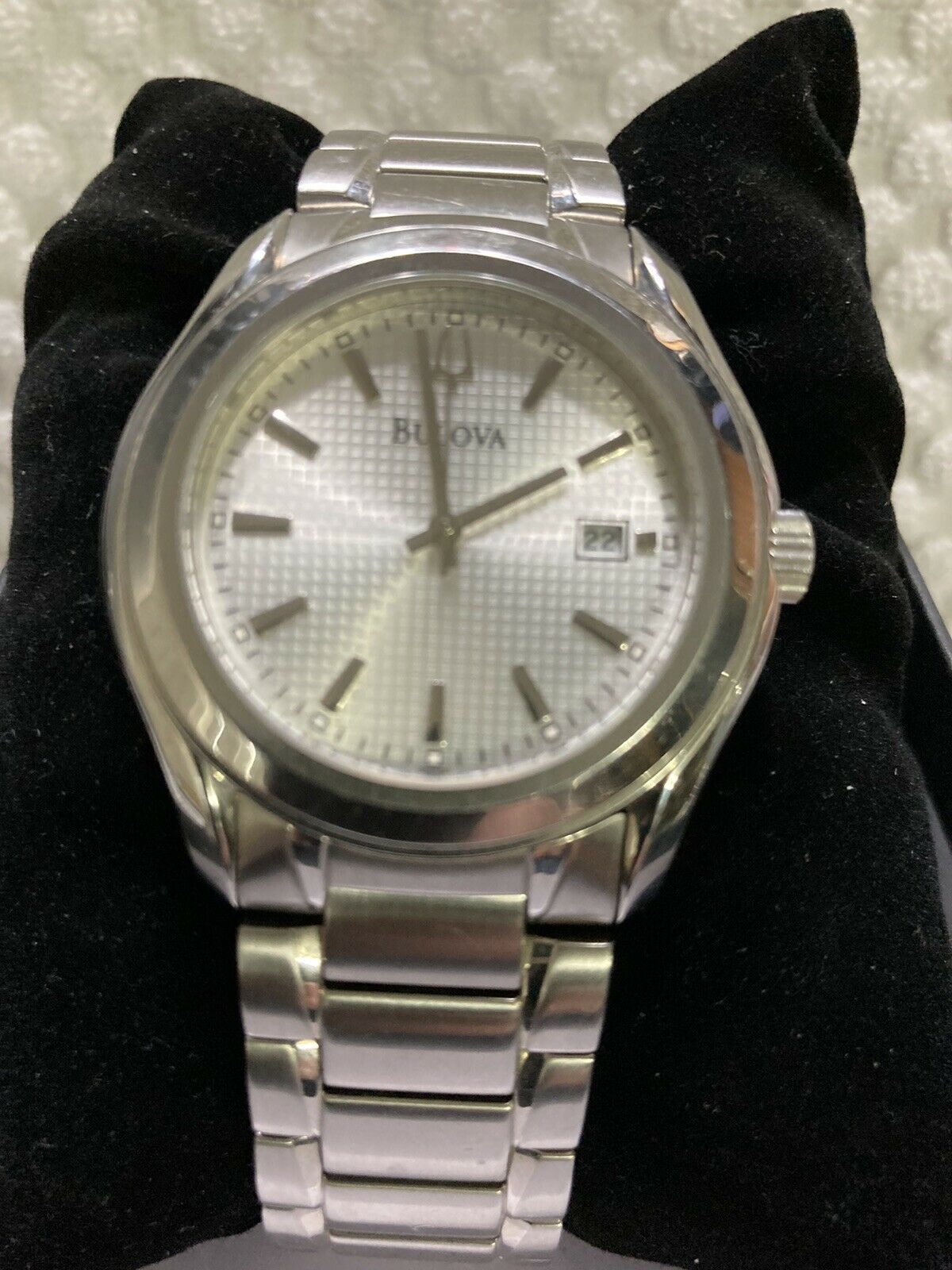 Bulova 96B168 Corporate Stainless Steel Silver Grid Pattern Dial Men's ...