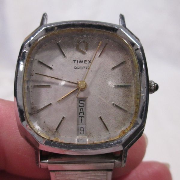 Vintage Timex "M Cell" Square Men's Quartz Watch Day Date parts or ...
