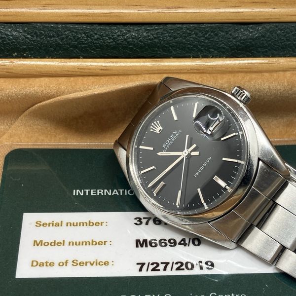 ROLEX 6694. 34mm With Rolex Service Card And Receipt. 3.7mil Serial (73 ...