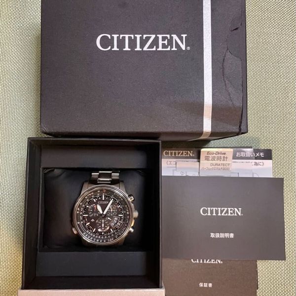 CITIZEN PROMASTER SKY Eco Drive BY0080-57E Solar Quartz Black Dial ...