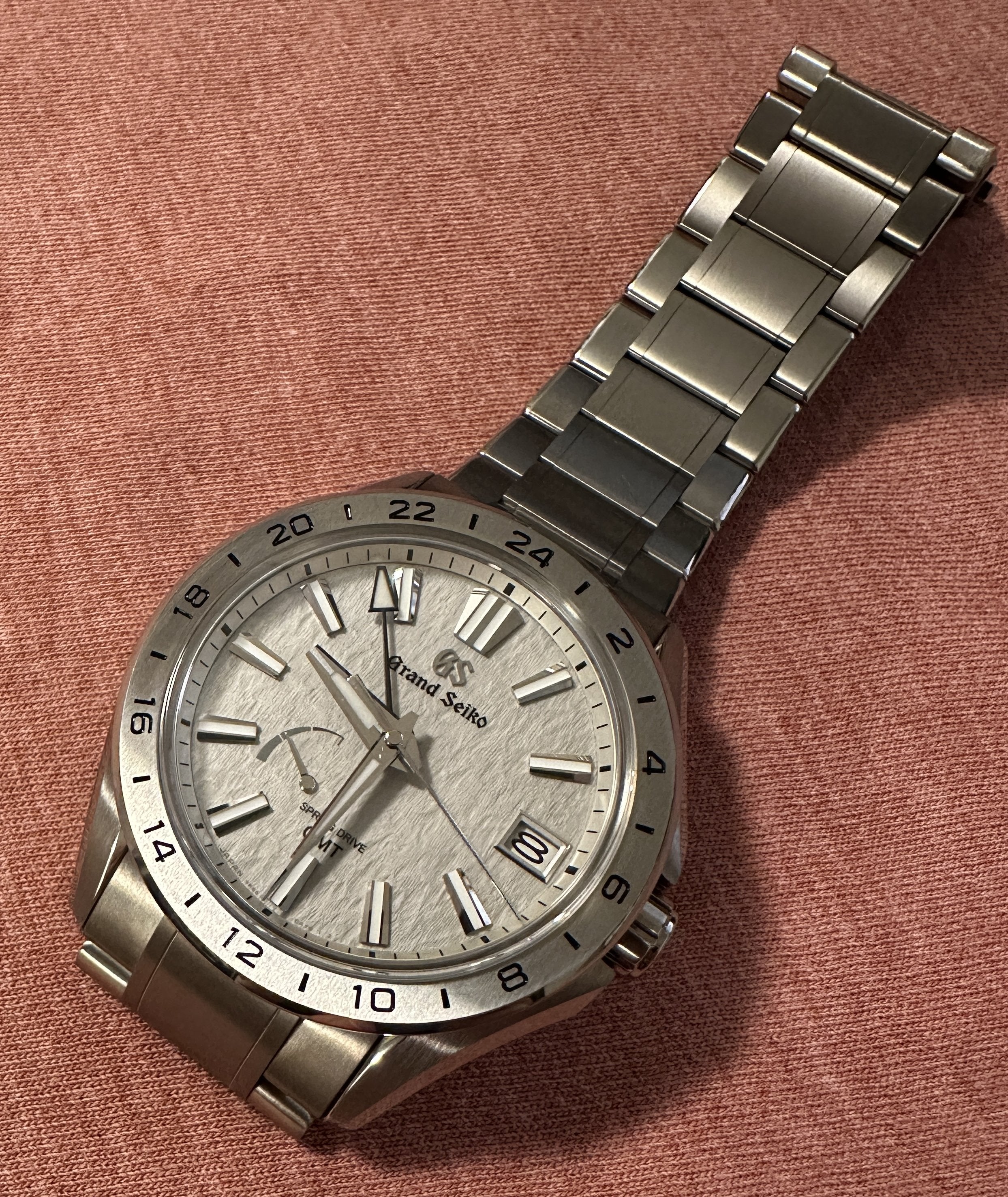 Grand Seiko SBGE285 Spring Drive Titanium GMT Mistflake | WatchCharts ...