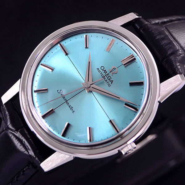 VINTAGE OMEGA SEAMASTER AUTOMATIC SKY BLUE DIAL DRESS MEN'S WATCH RARE ...