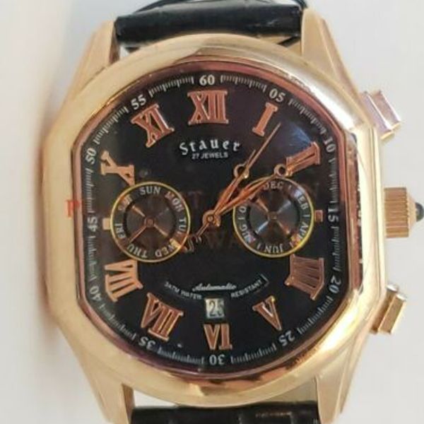Stauer Men's Watch #21045 27 Jewels - Leather Strap - Auto Movement ...