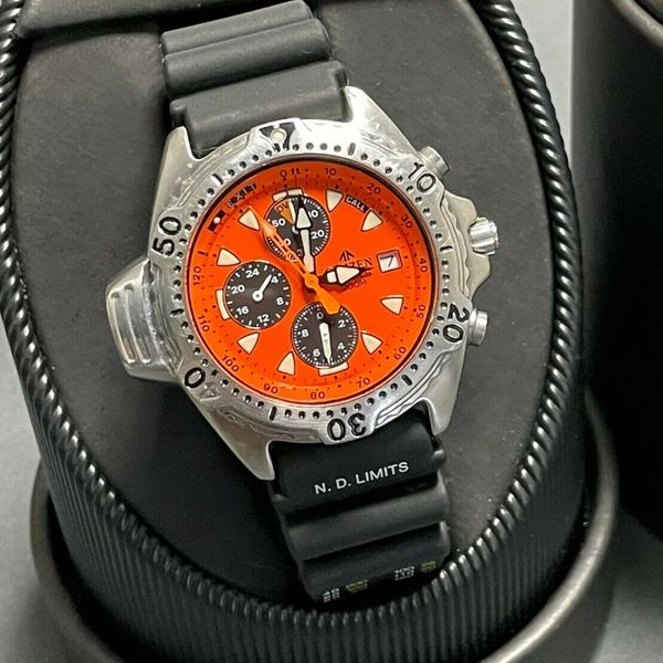 Citizen Promaster Diver's Chrono Orange Dial Watch 3745-E70031 Japan in ...