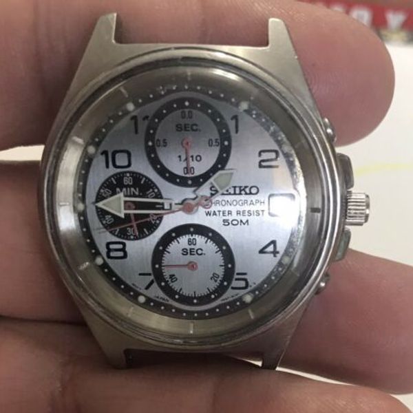 SEIKO V657-9039 DATE CHRONOGRAPH STAINLESS STEEL QUARTZ MENS WATCH ...