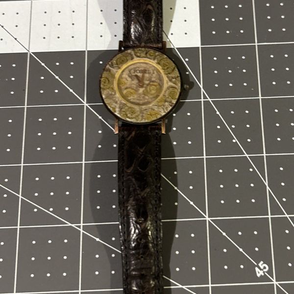 Vintage Fossil Watch Shells BW-6709 Stone On Copper? New Battery ...