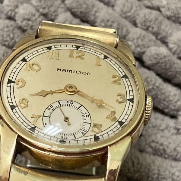 WWII era wristwatch HAMILTON ENDICOTT 17 jewels 987 A 10 k gold filled ...