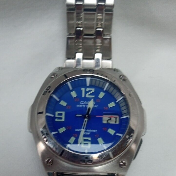 RARE MENS CASIO WAVE CEPTOR 4305 WVQ-201 HU RADIO CONTROLLED TIME BLUE ...