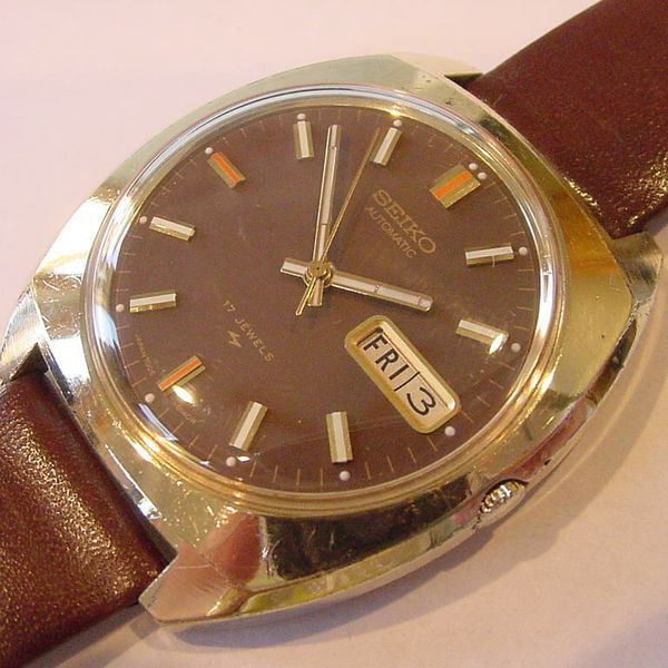 BEAUTIFUL 1973 SEIKO DAY DATE AUTOMATIC 7006 8059 CHOCOLATE BROWN DIAL ...