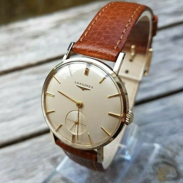 Longines gents watch 1953, 9ct gold Cal 370, Baume case. Original box ...