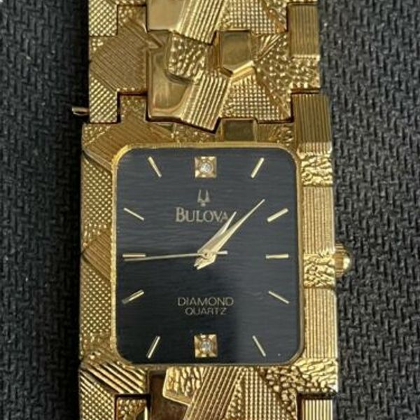 Men's Bulova 18 K Yellow Gold Nugget Diamond Watch | WatchCharts ...