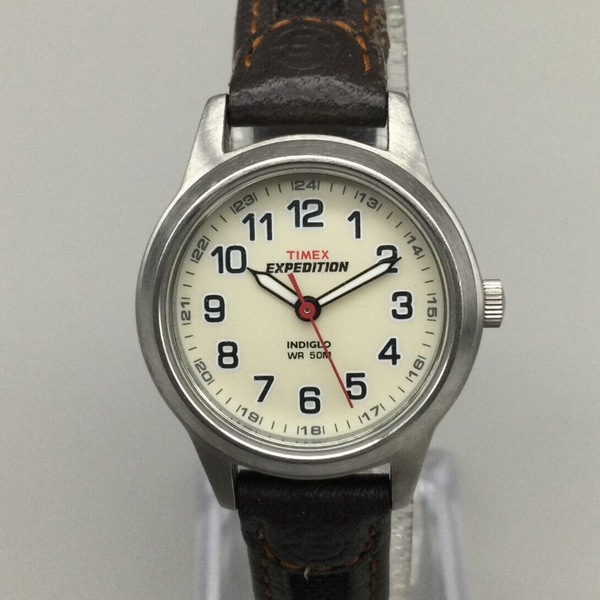 Timex Expedition Watch Women Indiglo Silver Tone Date 50M Leather New Battery m1 | WatchCharts ...