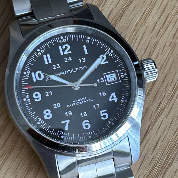 Hamilton Khaki Field Black 38mm H-10 80 Hour Automatic H70455133 ...