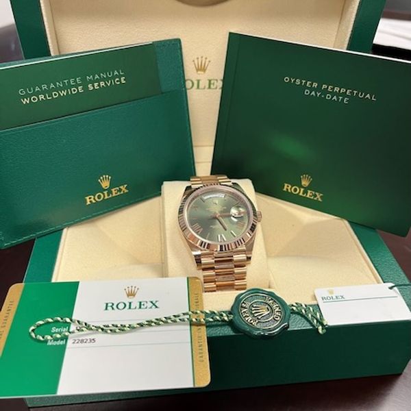 2019 Rolex Rose Gold Day-Date 40mm Olive Dial Reference 228235 ...