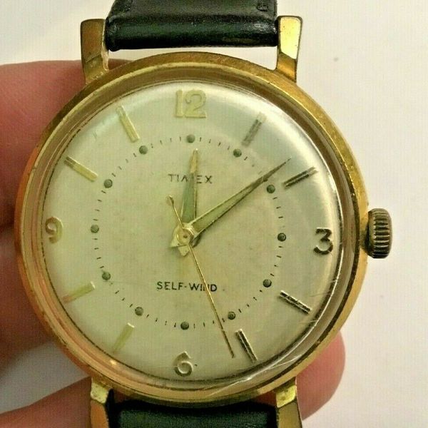 Vintage Timex Self Winding Men's Wrist Watch Gold Tone Works ...